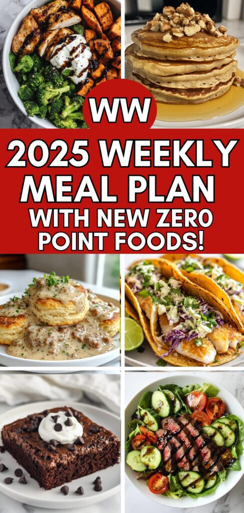 2025 WW Weekly Meal Plan Using New Zero Point Foods