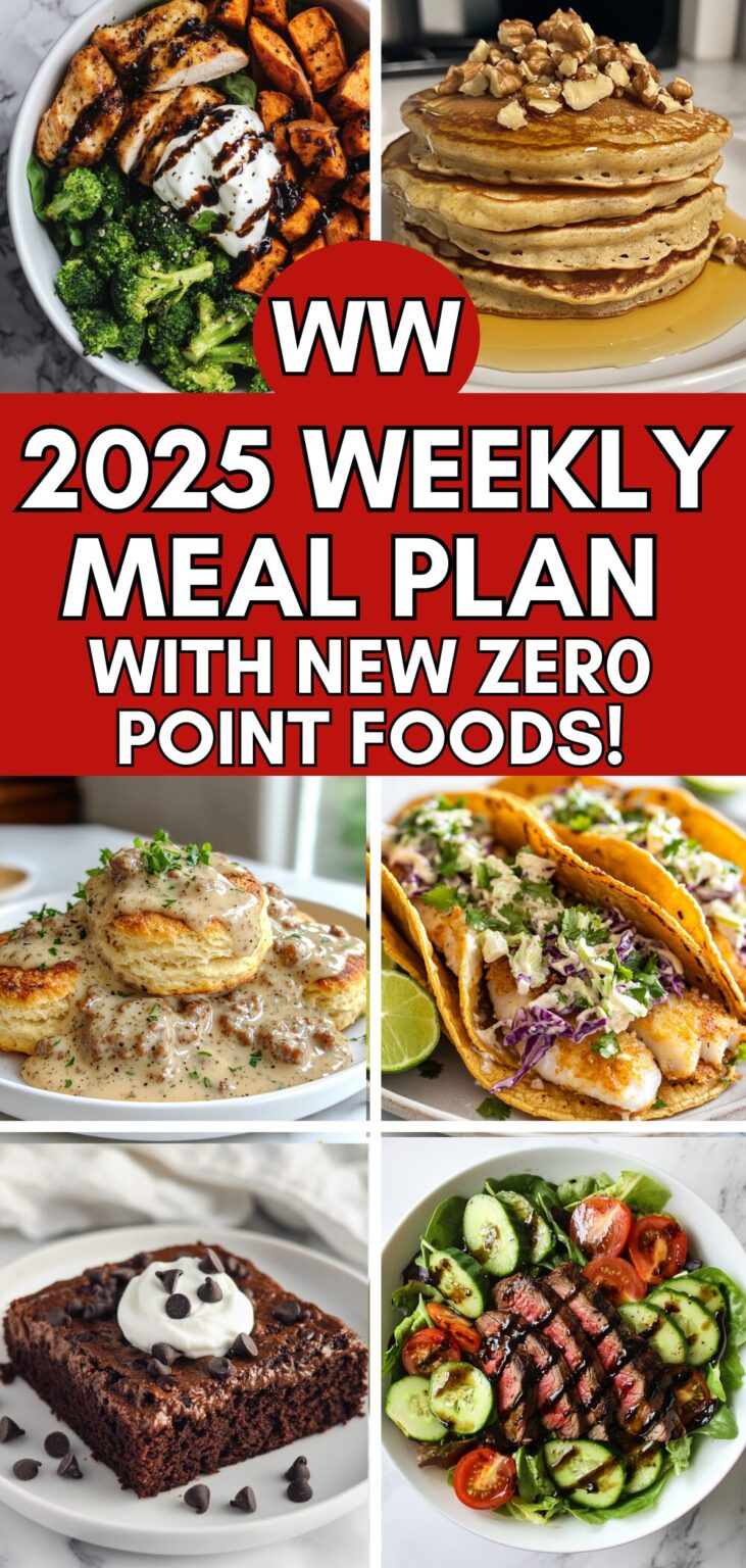 2025 WW Weekly Meal Plan Using New Zero Point Foods