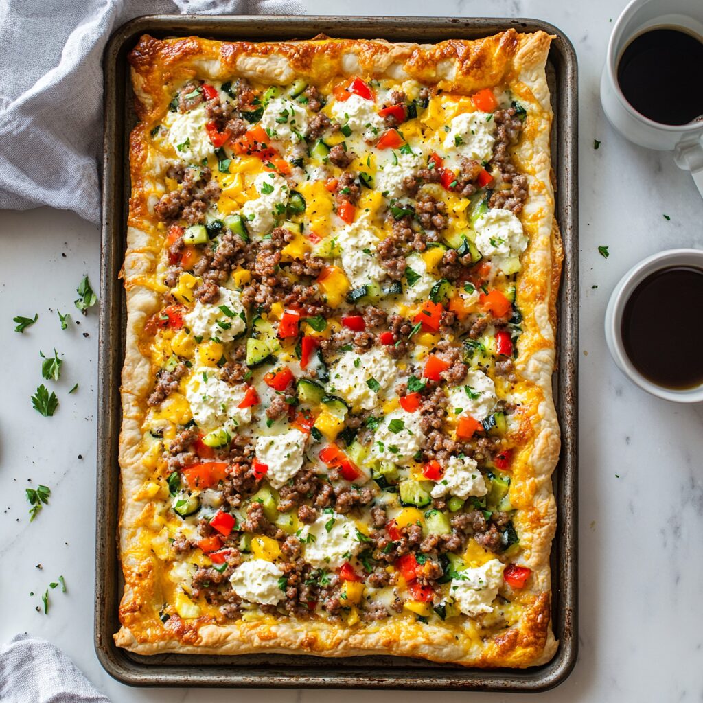 Cottage Cheese Breakfast Pizza Sheet Pan Bake | High Protein & Make Ahead