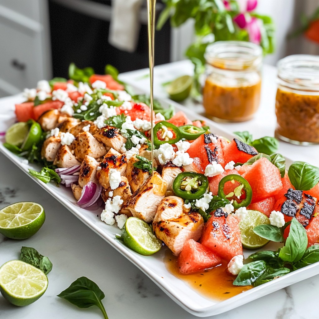Grilled Chicken Watermelon Salad | High Protein Summer Dinner